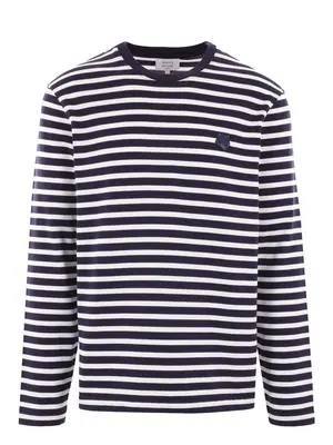 Maison Kitsuné Logo-patch Striped Jumper - Blue