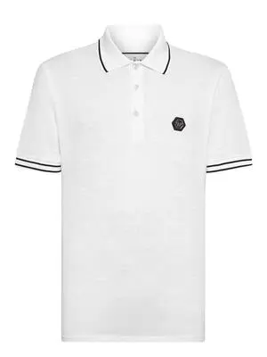 Philipp Plein Logo-appliqué Cotton Polo Shirt - White