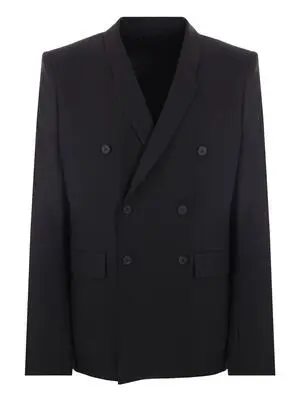 Rick Owens Double-breasted Stretch-wool Blazer - Black
