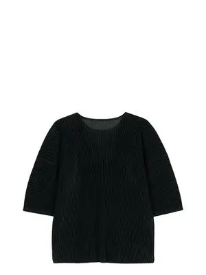 Issey Miyake Light Mesh Plissé-effect T-shirt - Black