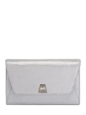 Akris Anouk Metallic Leather Clutch - Silver