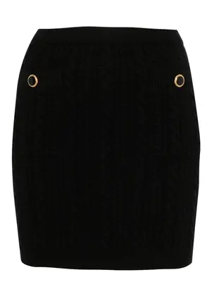 Alessandra Rich Cable-knit Wool Mini Skirt - Black