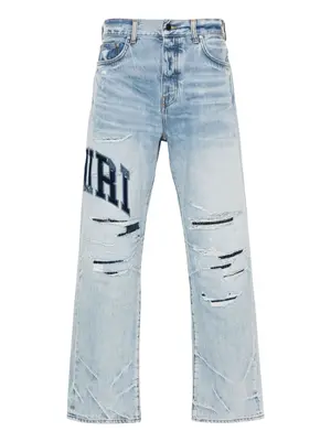 Amiri Varsity Logo Straight-leg Jeans - Blue