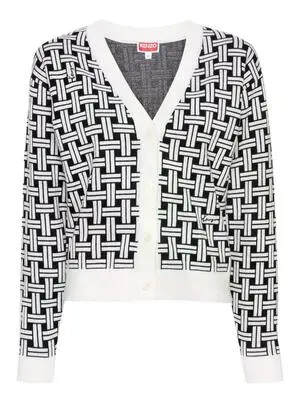 Kenzo Patterned Jacquard Cardigan - White