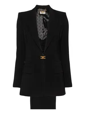 Elisabetta Franchi Logo-plaque Crepe Suit - Black