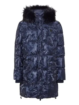 Philipp Plein Camouflage-print Padded Parka Coat - Blue