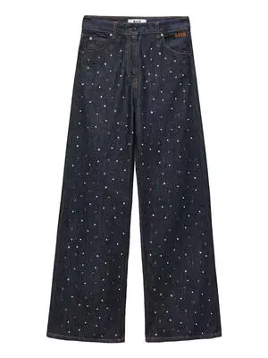 MSGM Rhinestone-embellished Wide-leg Jeans - Blue