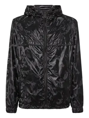 Philipp Plein Camouflage-print Hooded Windbreaker - Black