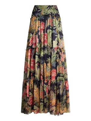 Etro Floral-print Maxi Skirt - Blue