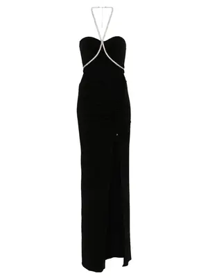 NISSA Crystal-embellished Maxi Dress - Black