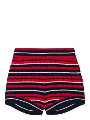 Guest In Residence Striped Ribbed Cashmere Shorts - Red