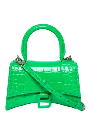 Balenciaga Xs Hourglass Top Handle Bag - Green