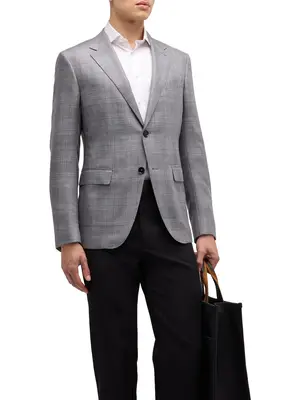Zegna ZEGNA Plaid Cashmere-Blend Sport Coat Medium Gray Check