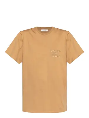 Max Mara Monogram-embroidered Cotton T-shirt - Neutrals