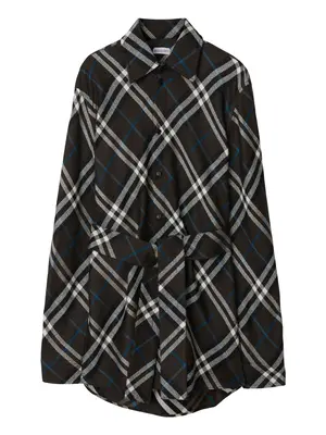 Burberry Check-patterned Belted Shirt - Black