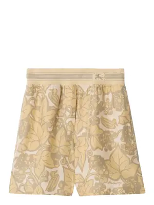 Burberry Botanical-print Silk Shorts - Neutrals