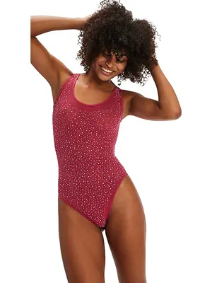 Free People Night Sky Seamless Bodysuit Retro Red