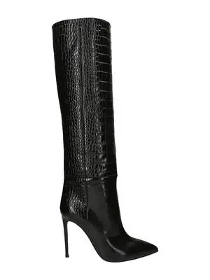 Paris Texas Croc-embossed Knee-high Stiletto Boots 105 - Black