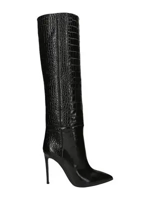 Paris Texas 105 Croc-embossed Knee-high Stiletto Boots - Black