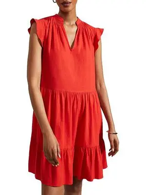 HOBBS LONDON Estella Sleeveless Tiered Dress - Scarlet Red
