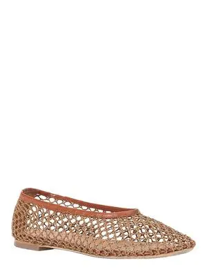 Staud Alba Net Ballet Flats - Tan Netting