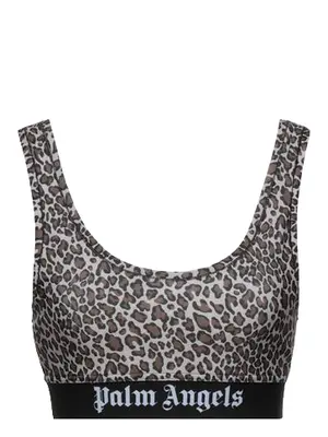 Palm Angels Leopard Print Sports Top - Brown