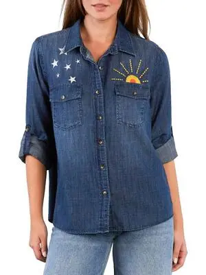 BILLY T Embroidered Button-up Shirt - Dusk Denim