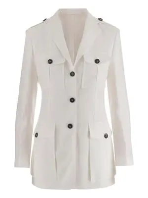 Tagliatore Single Breasted Linen Jacket - White
