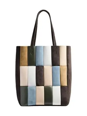 Khaite Zoe Patchwork Panel Tote - Dark Brown Multi