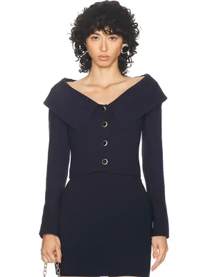 Alessandra Rich Cropped Jacket - Navy Blue