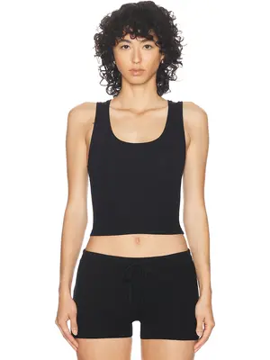 Eterne Square Neck Cropped Tank Top - Black
