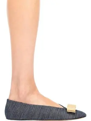 FERRAGAMO Vanna Bow Ballet Flats - Denim