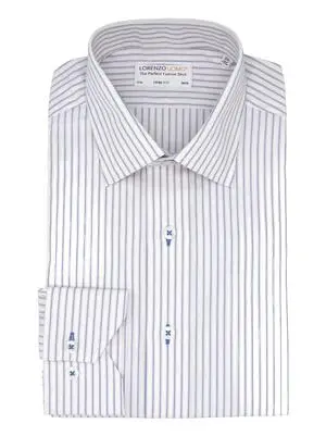LORENZO UOMO Trim Fit Stripe Cotton Oxford Cloth Dress Shirt