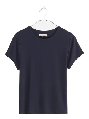 Madewell Drapey Ribbed Tee Deep Indigo
