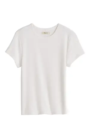 Madewell Drapey Ribbed Tee Eyelet White