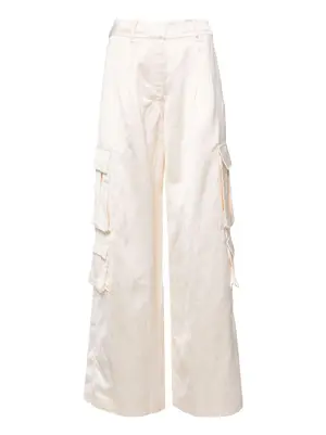 SELF-PORTRAIT High-waisted Straight-leg Cargo Trousers - Neutrals