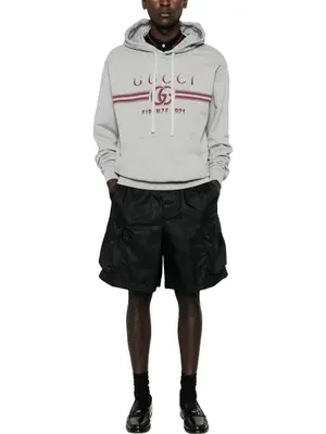 Gucci Double G Mélange Cotton Hoodie - Grey