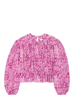Isabel Marant Gelina Gathered Printed Blouse - Pink