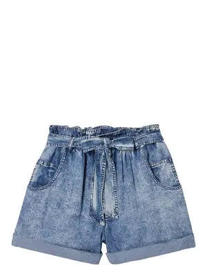 MARANT ETOILE Pierine Belted Lenzing Lyocell-chambray Shorts - Blue