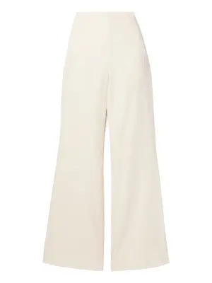 Roland Mouret Cotton And Linen-blend Twill Wide-leg Pants - Cream