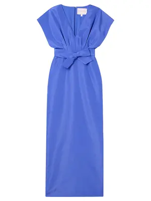 Carolina Herrera Bow-embellished Silk-faille Gown - Blue