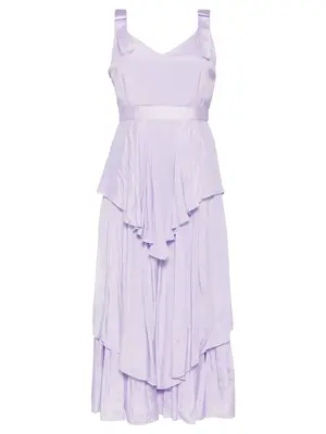SAIID KOBEISY Poplin Tiered Midi Dress - Purple