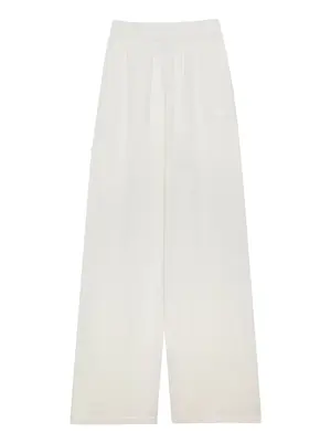 MSGM Logo-embroidered Wide-leg Trousers - White