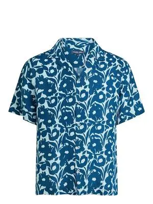 Frescobol Carioca Roberto Floralprint Linen Shirt - Blue