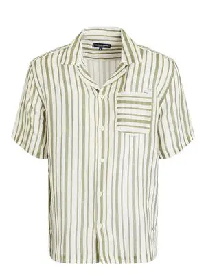 Frescobol Carioca Angelo Striped Linen Shirt - Army Green