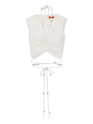 Altuzarra Ayana Embellished Cropped Top - Ivory