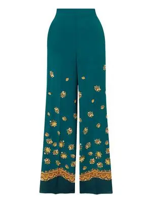 Etro Paisley-print Straight-leg Pants - Teal