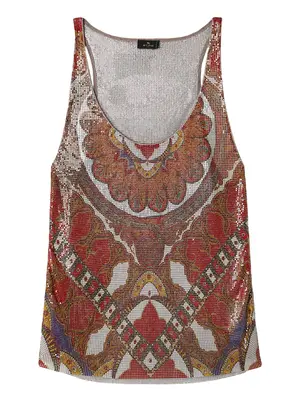 ETRO Etro Pasadena Paisley-Print Chainmail Tank