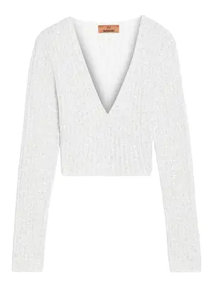 Missoni Cropped Sequin-embellished Cardigan - White