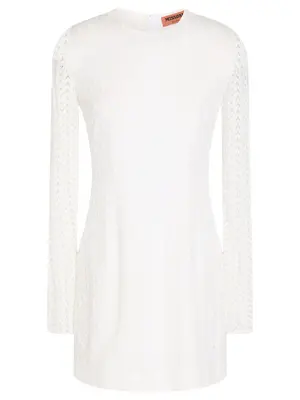 Missoni Missoni Crochet-Knit Wool-Blend Mini Dress Ivory